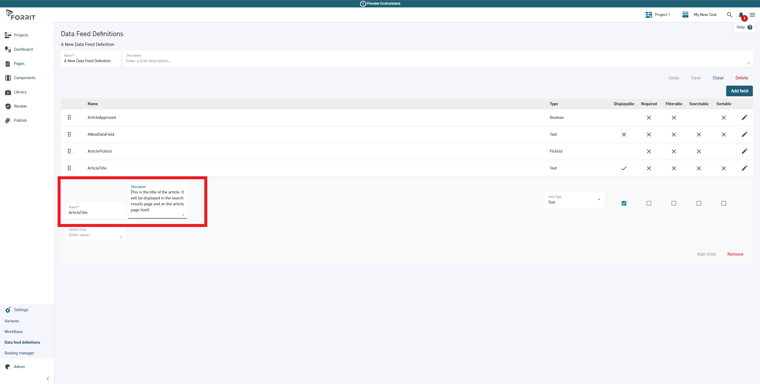 Adding descriptions to your Data Feed fields v3.1